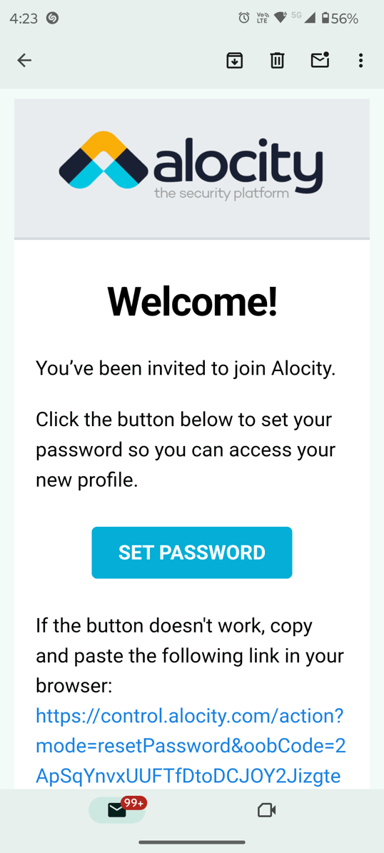 How to setup a mobile credential in alocity